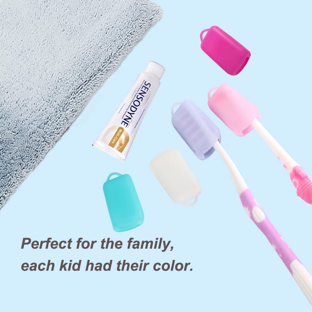 V-TOP Electric Toothbrush Head Cover, 5 Pack Toothbrush Covers Caps for Travel, Silicone Portable Tooth brush Pod Case Protector for Home and Outdoor