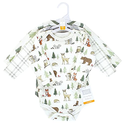 Hudson Baby unisex baby Quilted Long Sleeve Cotton Bodysuits and Toddler T Shirt Set, Forest Animals, 0-3 Months US