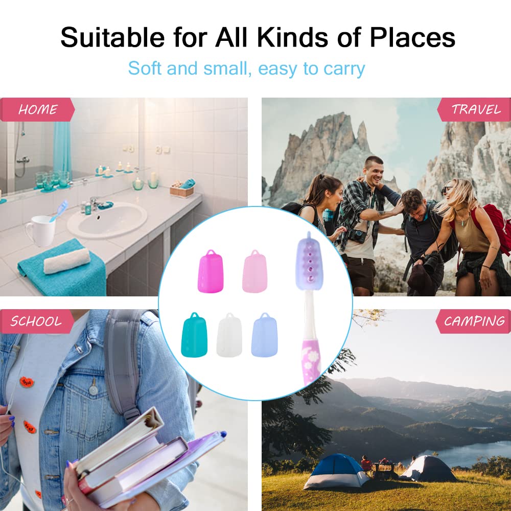 V-TOP Electric Toothbrush Head Cover, 5 Pack Toothbrush Covers Caps for Travel, Silicone Portable Tooth brush Pod Case Protector for Home and Outdoor