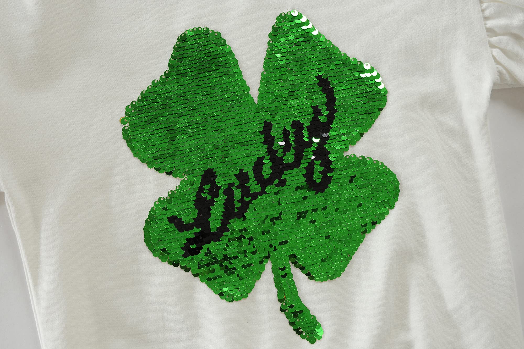 Little Hand Baby Girls Pullover Sweatshirts Toddler Flip Sequin Four Leaf Shamrock Shirts Long Sleeve Kids Clover Tops for 2t 3t