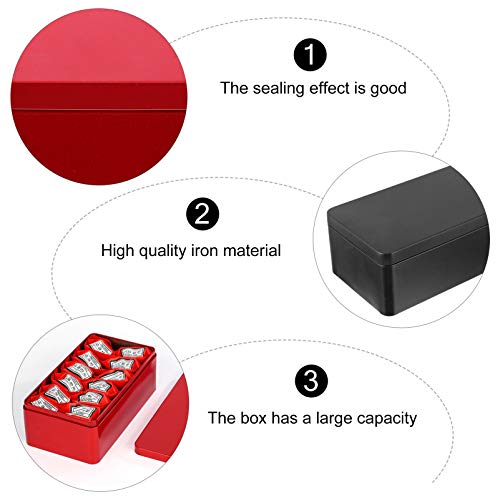 Hemoton 2pcs Metal Rectangular Empty Hinged Tins Box Containers Empty Tin Storage Container for Treats Candy Gifts Favors Red+ Black
