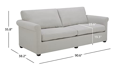 Amazon Brand – Stone & Beam Balkan Contemporary Rolled-Arm Sofa Couch, 91"W, Chalk