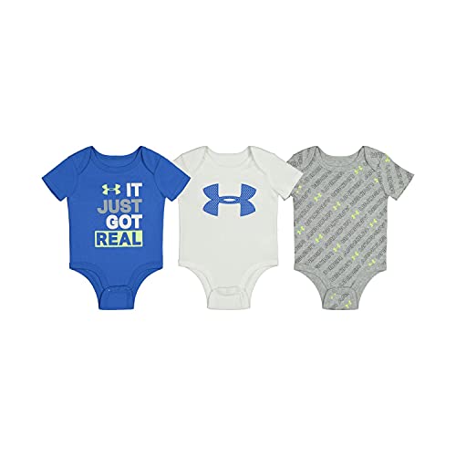 Under Armour Baby Boys 3-pack Short Sleeve Set Bodysuit, Blue/White, 6-9 Months US