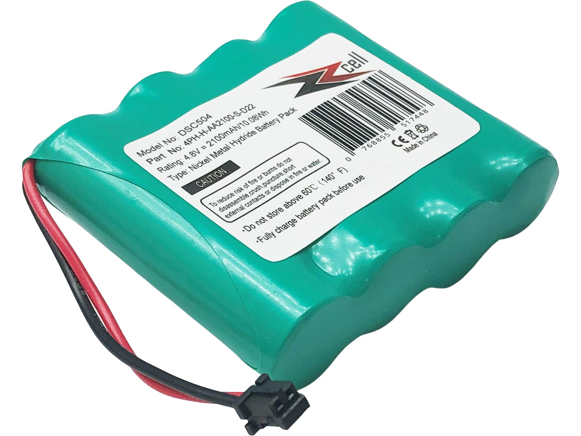 ZZcell® Battery Replacement for DSC WTK5504 Wireless keypad WS4920HE Wireless Repeater 4PH-H-AA2100-S-D22,17000153, WKA5504, DSC-BATT2148V Alarm System 4.8V 2100mAh