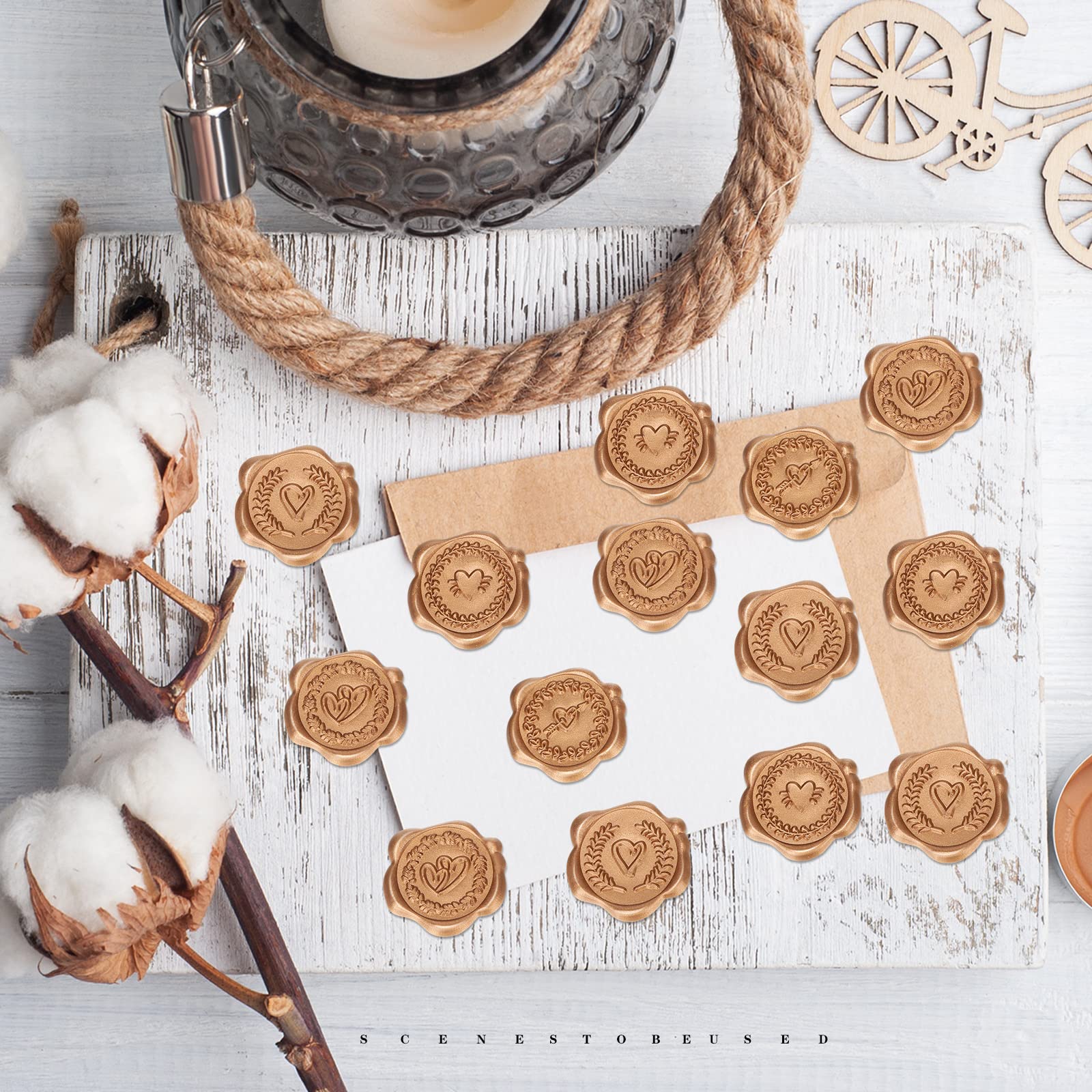 80 Pieces Wax Seal Stickers Envelope Seal Stickers Wedding Invitation Envelope Seals Self Adhesive Gold Stickers for Invitations Cards Party Favors (Heart Style)