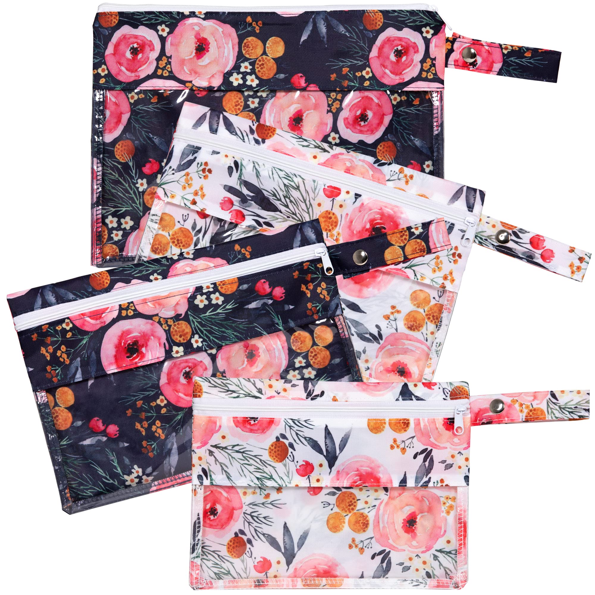 Three Sweet Peas Co Clear Diaper Bag Organizing Pouches Set of 4 I Diaper Bag Packing Cubes I Diaper Bag Organizer Pouches I Clear Pouches for Organizing I Pouches for Purse