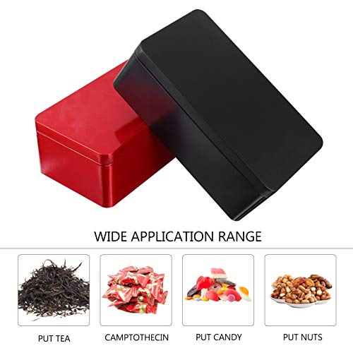 Hemoton 2pcs Metal Rectangular Empty Hinged Tins Box Containers Empty Tin Storage Container for Treats Candy Gifts Favors Red+ Black