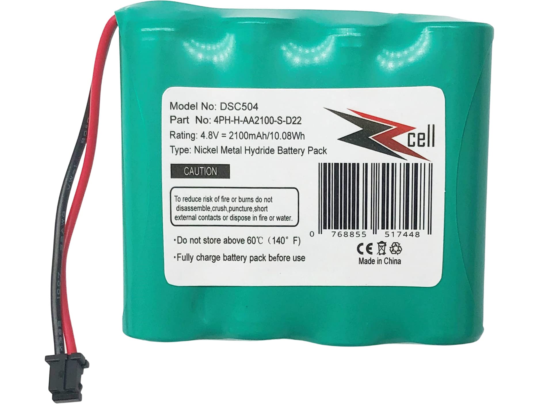 ZZcell® Battery Replacement for DSC WTK5504 Wireless keypad WS4920HE Wireless Repeater 4PH-H-AA2100-S-D22,17000153, WKA5504, DSC-BATT2148V Alarm System 4.8V 2100mAh