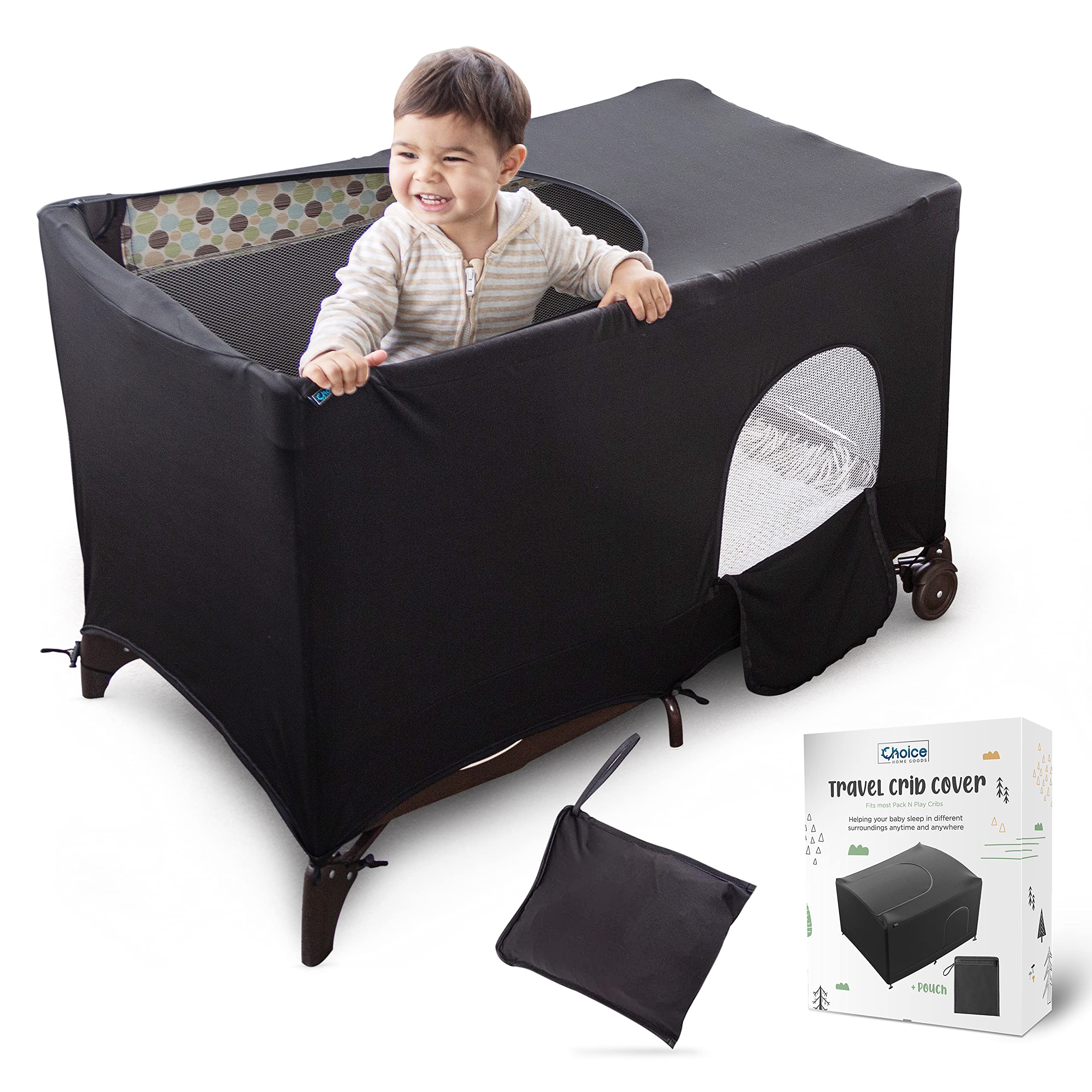 Choice Home Goods Crib Cover fits Pack N Play Cribs to Help Babies Sleep - Breathable Crib Canopy fits Pack and Play for Privacy in New Surroundings - Giftable Baby Crib Tent