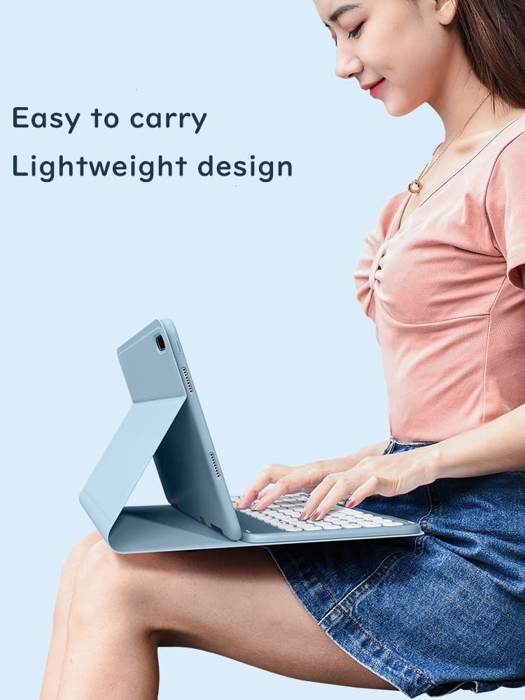 HENGHUI Keyboard Case for Galaxy Tab S6 Lite 10.4 inch Keyboard Case Cute Round Key Color Keyboard Wireless Detachable BT Keyboard Cover with S Pen Holder (Pink)