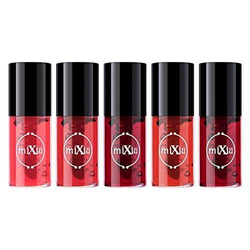 FREEORR 5 Colors Lip Tint Stain Set, Blusher Water Tint Makeup, Lip Stain Waterproof Long Lasting, Hydrating Fruity Dyeing Liquid Tint For Lips, Lip Tint For Girls and Women