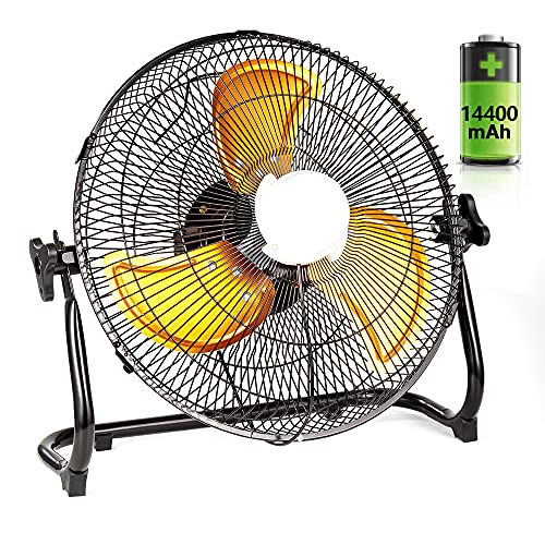 lcocove Battery Operated Fan, Home or Outdoor Dual-use Portable Fan,With 14400mAh Capacity Battery Can Running 5-24 Hours, Design For Camping，Patio，with USB Output For Phone