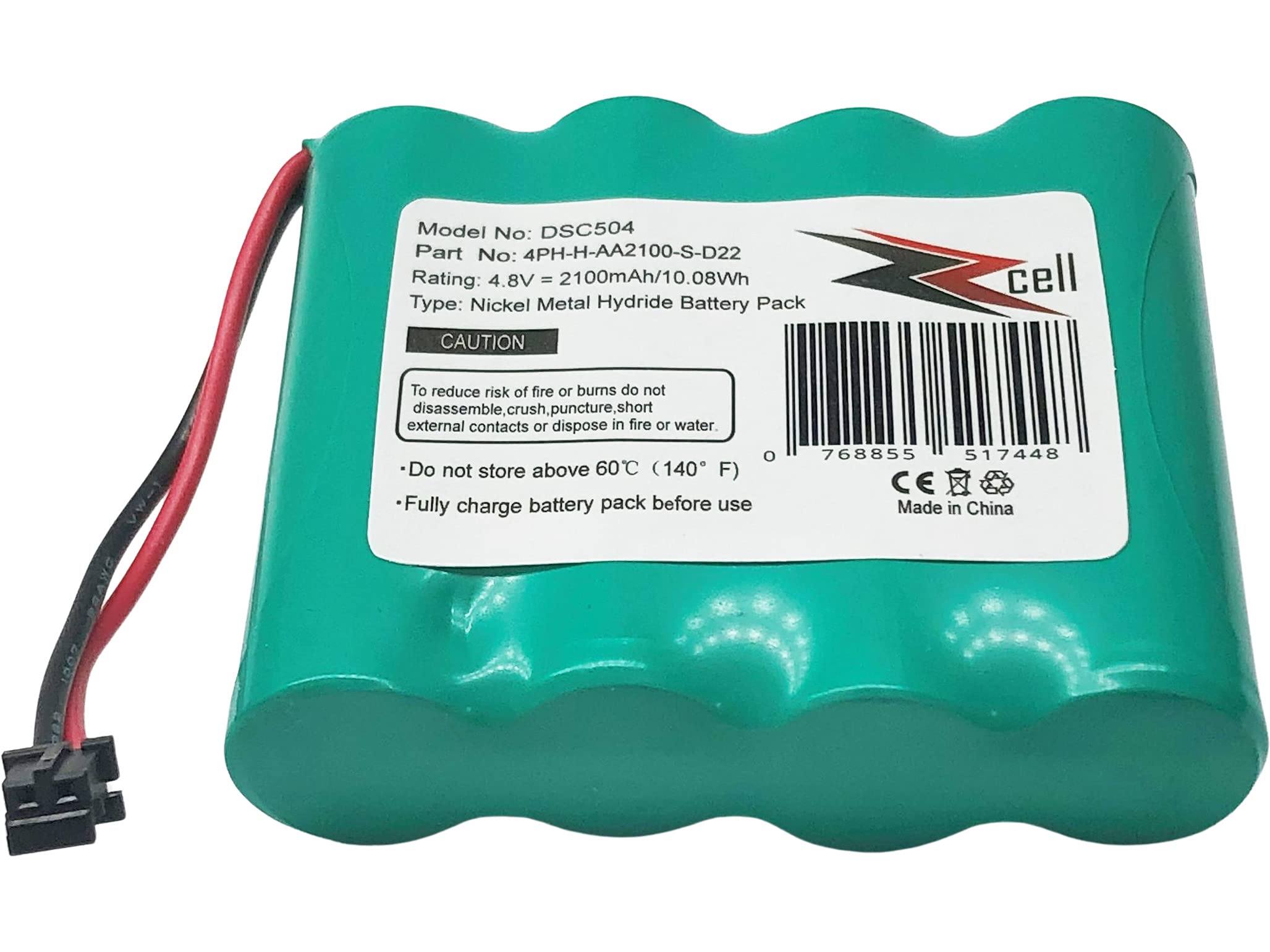 ZZcell® Battery Replacement for DSC WTK5504 Wireless keypad WS4920HE Wireless Repeater 4PH-H-AA2100-S-D22,17000153, WKA5504, DSC-BATT2148V Alarm System 4.8V 2100mAh