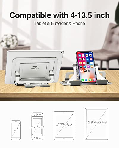 elitehood Aluminum Tablet Stand Holder, Adjustable Portable Desktop Holder Dock, 7.9" Wide - Foldable and Slim iPad Stand Compatible with iPad Pro 12.9, 11, Air 4, Mini 6, iPhone, Kindle, Cell Phone