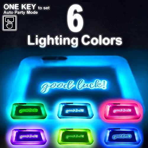 LED Rolling Tray Fast Charging Party Serving Tray Rechargeable Auto Party Mode Glow Light Up Tray for Music Theme Birthday Party (Azure)