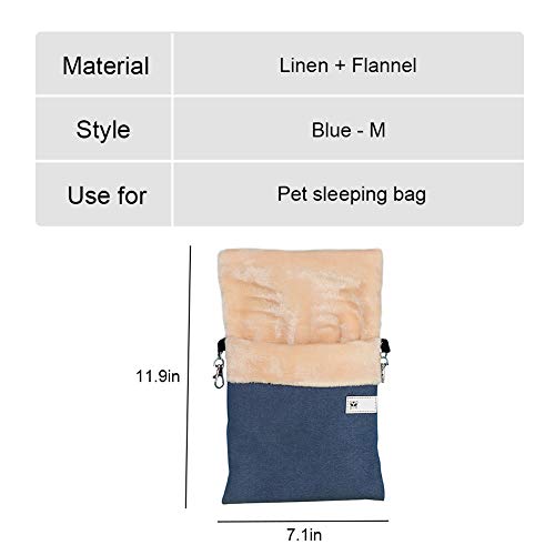 La La Pet® Small Pet Hanging Bed Sleep Pouch with Heated Warm Compartment Pet Hammocks Bed for Hamster Rat Sugar Glider Squirrel Ferret Warm Nest Bed Hideout Cave Pet Cage Accessories (Blue, M)