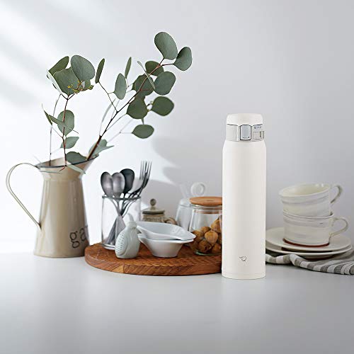 Zojirushi SM-SF60-WM Water Bottle, Direct Drinking, One-Touch Opening, Stainless Steel Mug, 20.3 fl oz (600 ml), Pale White