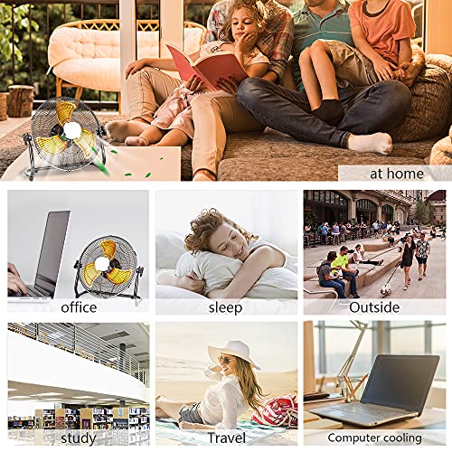 lcocove Battery Operated Fan, Home or Outdoor Dual-use Portable Fan,With 14400mAh Capacity Battery Can Running 5-24 Hours, Design For Camping,Patio,with USB Output For Phone