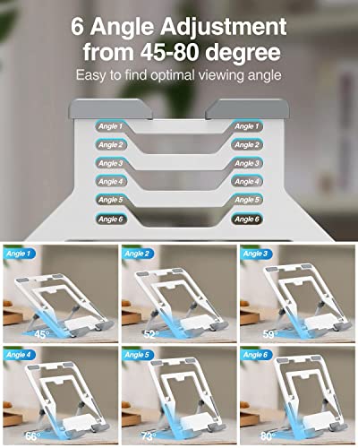 elitehood Aluminum Tablet Stand Holder, Adjustable Portable Desktop Holder Dock, 7.9" Wide - Foldable and Slim iPad Stand Compatible with iPad Pro 12.9, 11, Air 4, Mini 6, iPhone, Kindle, Cell Phone