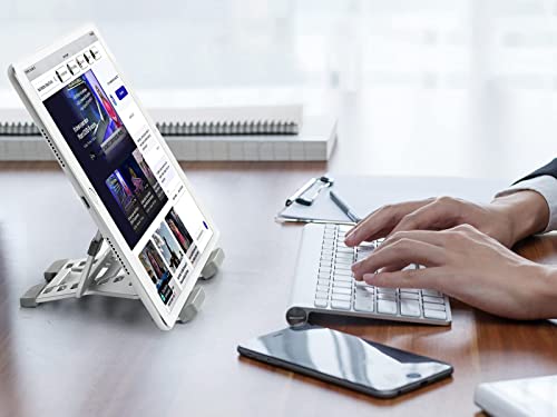 elitehood Aluminum Tablet Stand Holder, Adjustable Portable Desktop Holder Dock, 7.9" Wide - Foldable and Slim iPad Stand Compatible with iPad Pro 12.9, 11, Air 4, Mini 6, iPhone, Kindle, Cell Phone