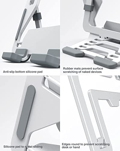 elitehood Aluminum Tablet Stand Holder, Adjustable Portable Desktop Holder Dock, 7.9" Wide - Foldable and Slim iPad Stand Compatible with iPad Pro 12.9, 11, Air 4, Mini 6, iPhone, Kindle, Cell Phone