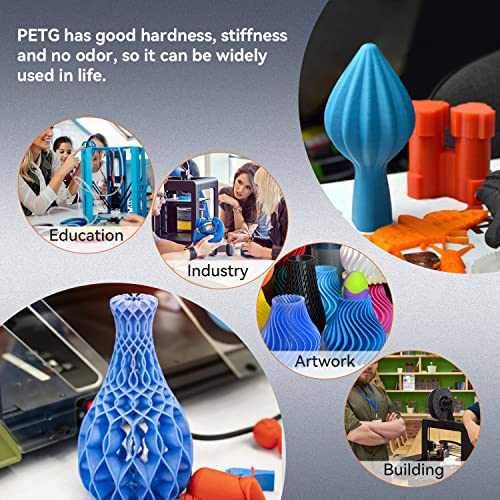 TPOIMNS PETG Filament 1.75mm, 3D Printer Filament, 1kg Roll Spool(2.2lbs), Dimensional Accuracy +/- 0.02 mm, Compatible with Most FDM 3D Printers, Black