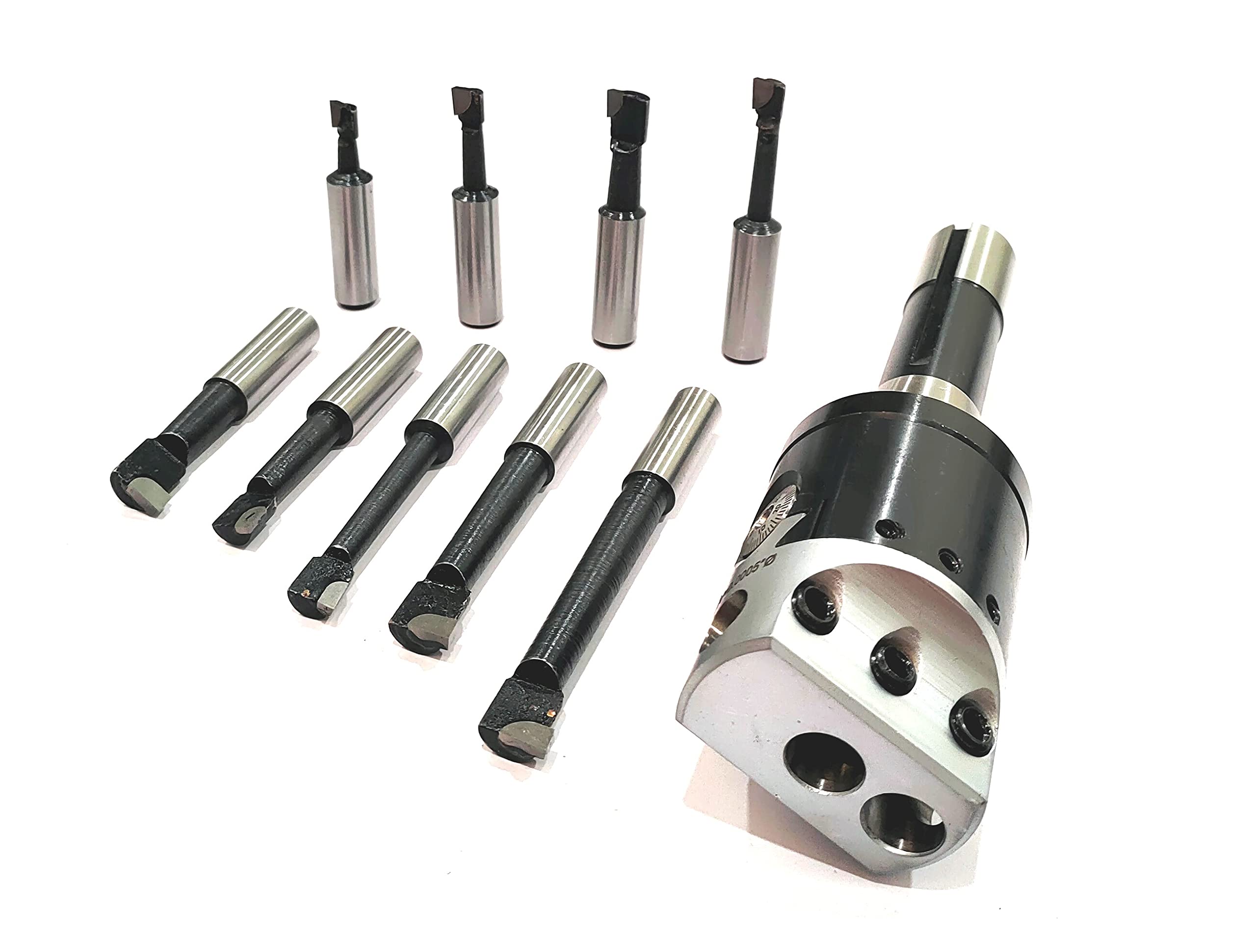 Assorts Quality Boring Head 2 Inches for Milling & Lathe Machine R8 (7/16 UNF Drawbar) & 9 pcs Carbide Tool Set