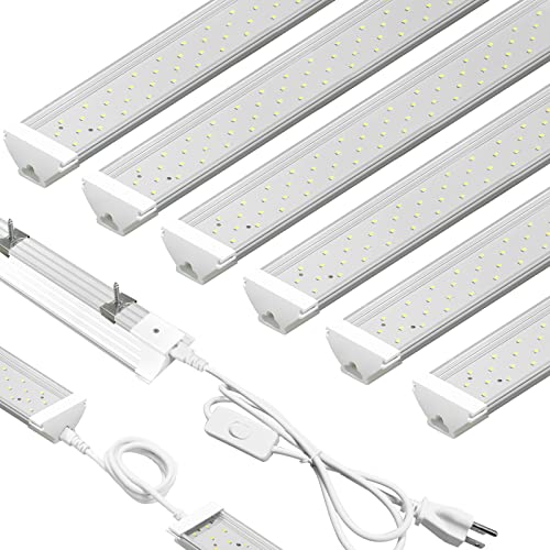 6 Pack LED Shop Light 2FT 30W, 4350LM 5000K Utility Shop Light for Garage, Linkable Daylight White Shop Lights, High Output Garage Light, Ceiling Light Fixture, LED Tube Light, Under Cabinet Light