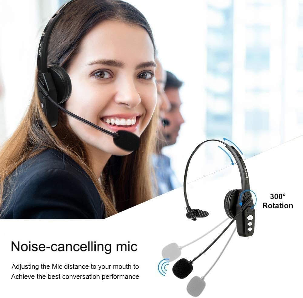 Conambo Trucker Bluetooth Headset, V5.0 Wireless Headset with Microphone, Hands Free Bluetooth Headphones with Noise Canceling Mic for Skype, Call Centers, Offices, Trucker (JBT800)