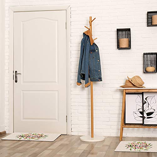 Nuanchu Flower Welcome Doormat 15.7 x 23.6 Inch Flower Theme Indoor Outdoor Welcome Mat Non Slip Welcome Mat for Spring Easter Door Decor
