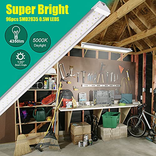 6 Pack LED Shop Light 2FT 30W, 4350LM 5000K Utility Shop Light for Garage, Linkable Daylight White Shop Lights, High Output Garage Light, Ceiling Light Fixture, LED Tube Light, Under Cabinet Light