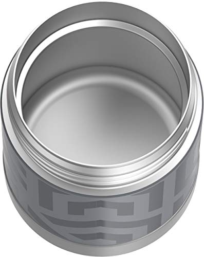 THERMOS FUNTAINER 10 Ounce Stainless Steel Vacuum Insulated Kids Food Jar with Folding Spoon, Grey And Aqua Waves