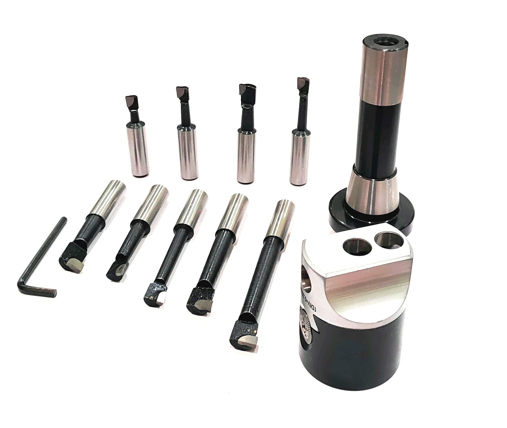 Assorts Quality Boring Head 2 Inches for Milling & Lathe Machine R8 (7/16 UNF Drawbar) & 9 pcs Carbide Tool Set