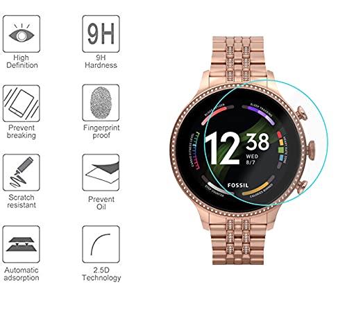 Xinhewong 3-Pack for Fossil Gen 6 Smartwatch (42mm) Smartwatch Screen Protector Tempered Glass for Fossil Gen 6 Smartwatch 42mm Smartwatch [2.5D 9H Hardness][Anti-Scratch]