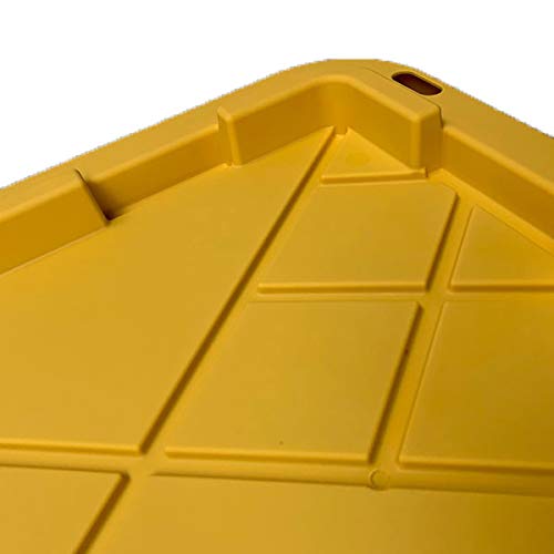 MonsterRAX 27 Gallon Storage Bins - Stackable, Lockable, Yellow Lids, Black Bin, 5-pack