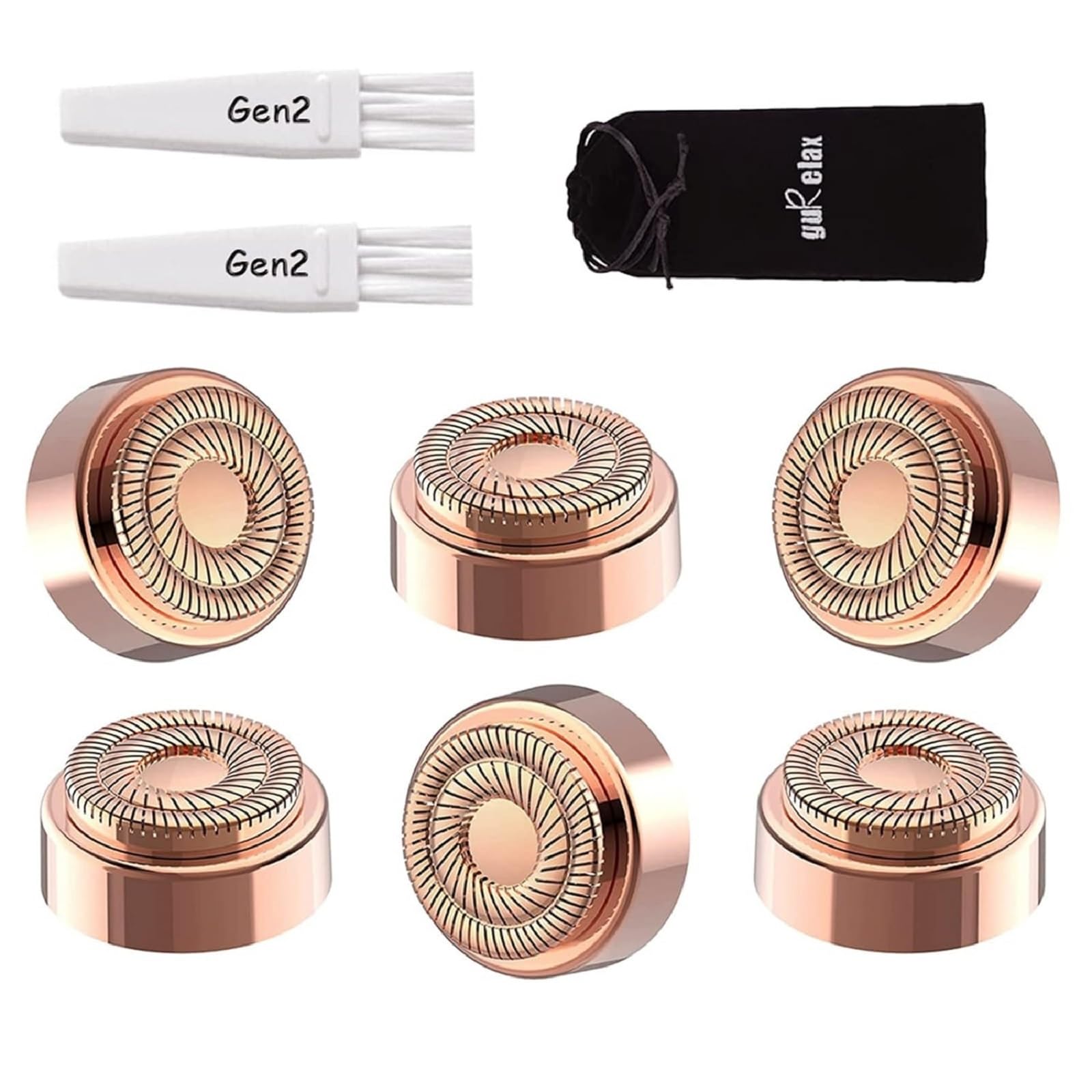 Gurelax Replacement Heads for Facial Hair Remover, Gen 2 Replacement Blades Intended for Finishing Touch Flawless Hair Removal, Painless Razor Head for Face with Flannel Bag