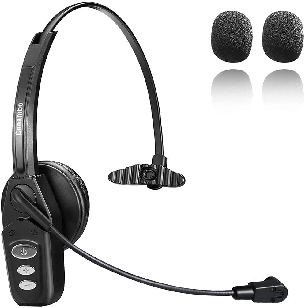 Conambo Trucker Bluetooth Headset, V5.0 Wireless Headset with Microphone, Hands Free Bluetooth Headphones with Noise Canceling Mic for Skype, Call Centers, Offices, Trucker (JBT800)