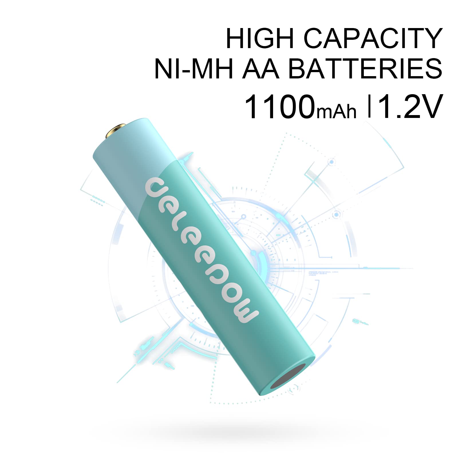 Deleepow AAA Rechargeable Battery 24 Pack 1100mAh NiMH AAA Batteries 1200 Cycles 1.2V Triple A Batteries with Gold Plated Anode, Low Self Discharge
