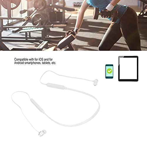 Bluetooth 5.1 Headphones, Neck Mounted Sports Headphone Wireless Neckband Earbud Noise-Cancelling Stereo Headset Portable Earphones for Exercise(White)