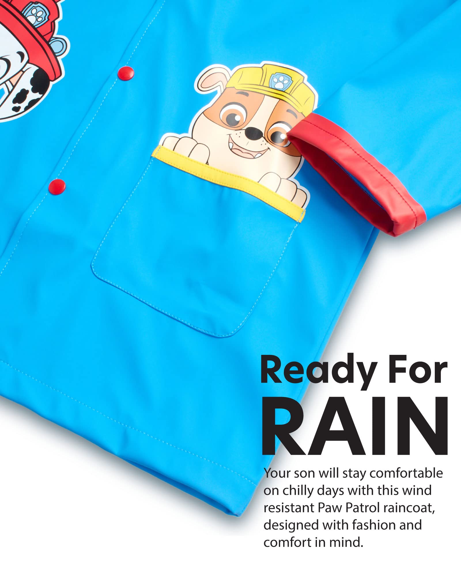 Nickelodeon Boys' Rain Jacket - Hooded Slicker Shell Raincoat: Baby Shark, Paw Patrol (Size: 4-7), Size 4/5, Paw Patrol