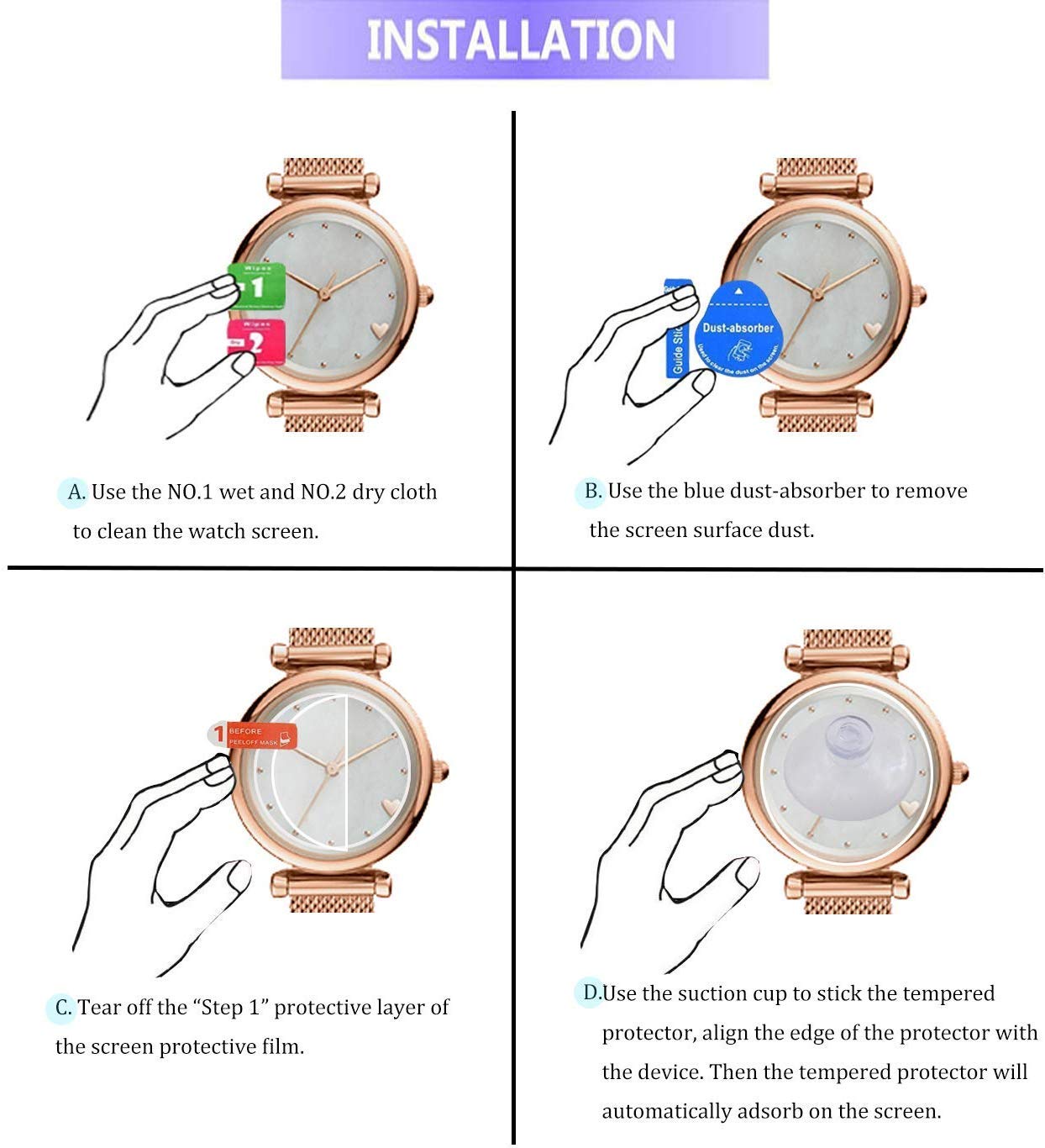 Xinhewong 3-Pack for Fossil Gen 6 Smartwatch (42mm) Smartwatch Screen Protector Tempered Glass for Fossil Gen 6 Smartwatch 42mm Smartwatch [2.5D 9H Hardness][Anti-Scratch]