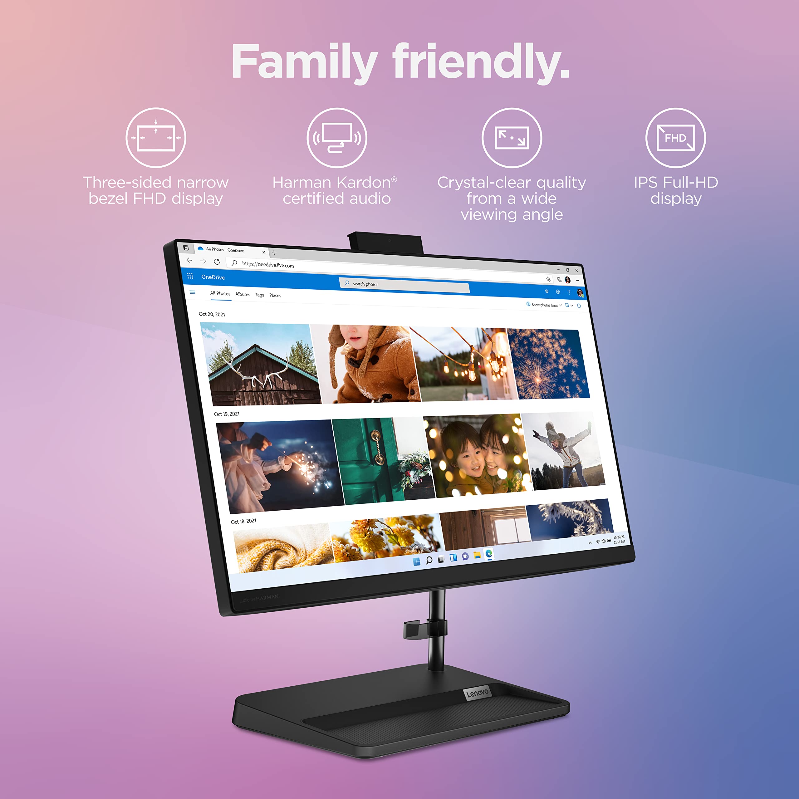 Lenovo IdeaCentre AIO 3i 22" All-in-One Computer, Intel Core i3-1115G4, FHD Touch Display, 8GB RAM, 256GB SSD, DVD RW Drive, Windows 11