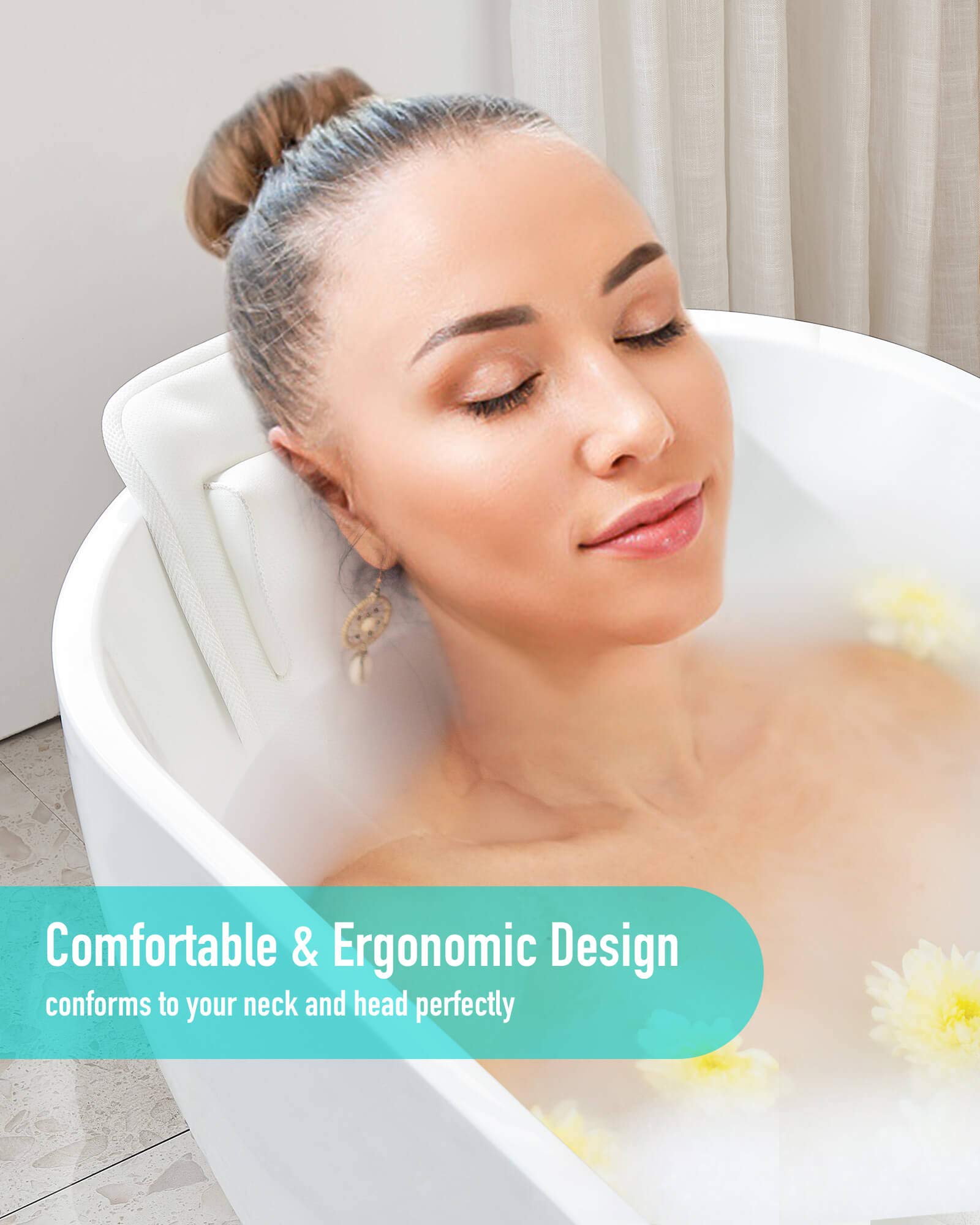 Bath Pillow,Bath Pillows for Tub Neck and Back Support, Bathtub Pillows for Head and Neck, Bathtub Pillow, Bath Accessories for Tub Women, Hot Tub Accessories for Adults, Tub Pillow