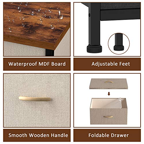 iVilla 8 Drawer Dresser Organizer Fabric Storage Chest for Bedroom, Hallway, Entryway, Closets, Nurseries,Furniture Storage Tower Sturdy Steel Frame, Wood Top, Removable Fabric Bins (Cream)