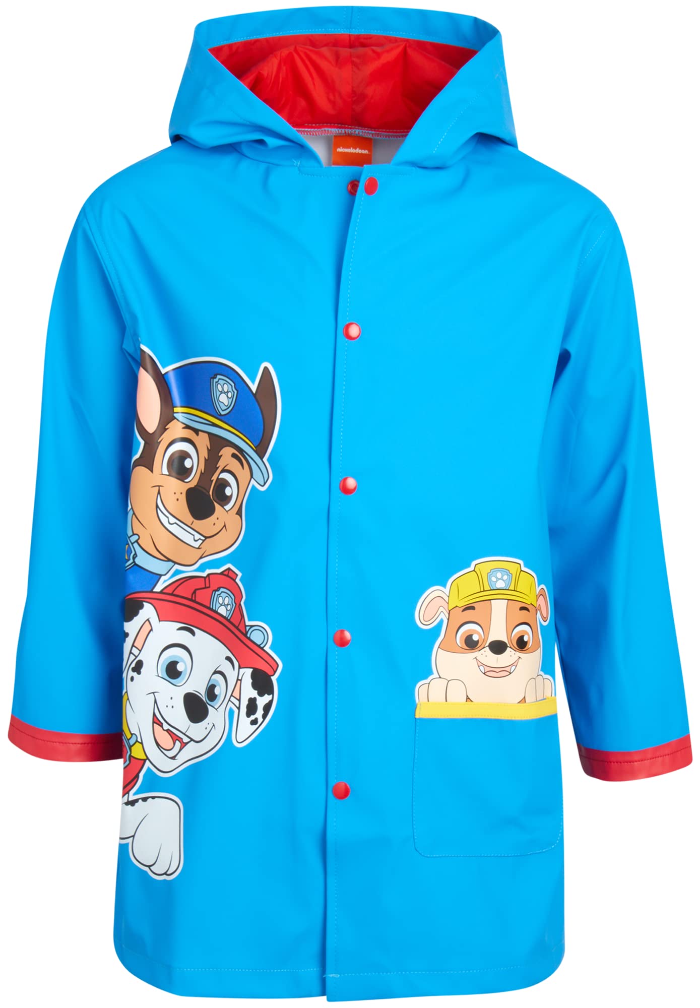 Nickelodeon Boys' Rain Jacket - Hooded Slicker Shell Raincoat: Baby Shark, Paw Patrol (Size: 4-7), Size 4/5, Paw Patrol