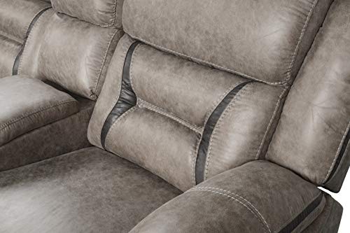 Roundhill Furniture Elkton Manual Motion Recliner with Storage Console, Loveseat, Taupe