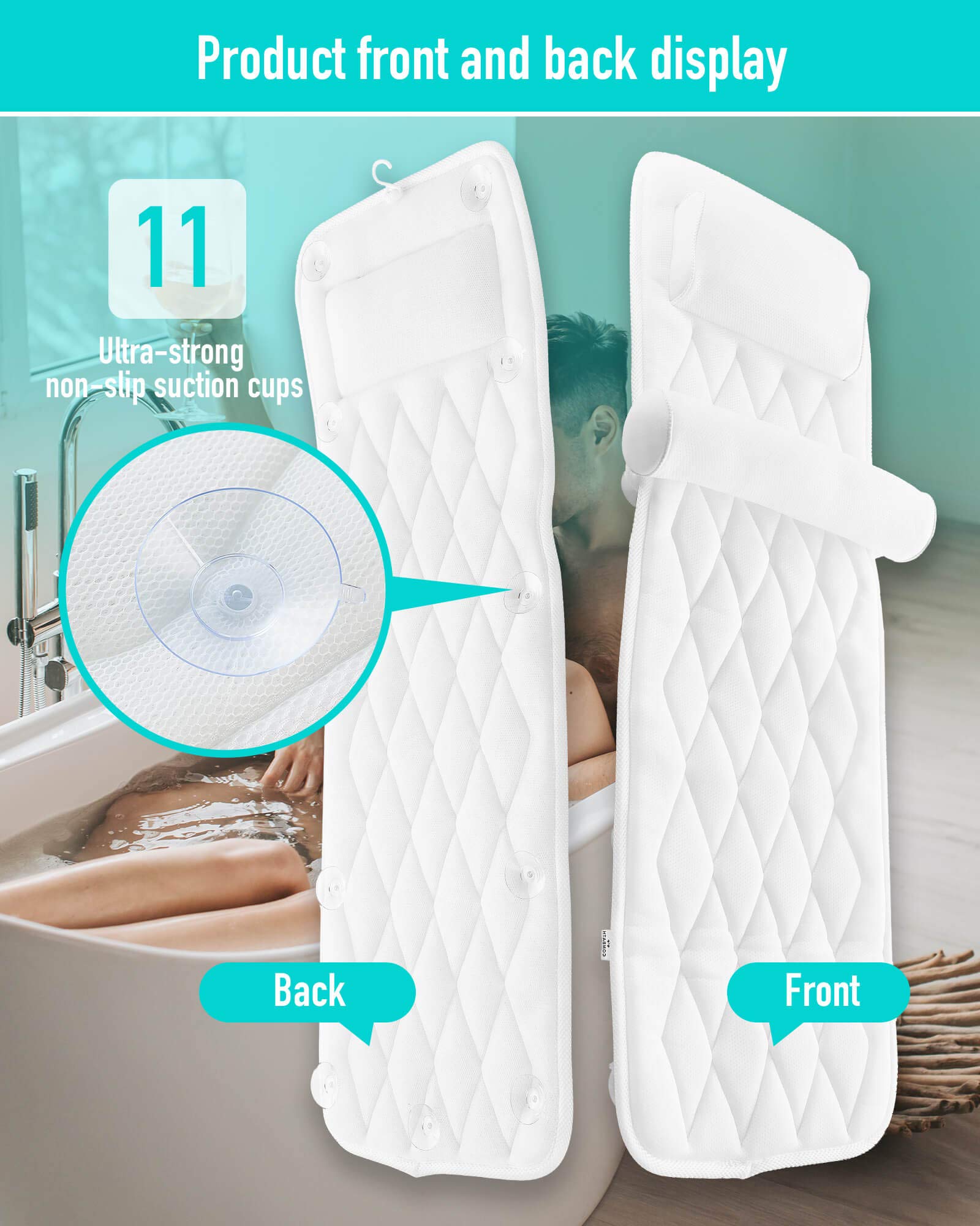 Bath Pillow,Bath Pillows for Tub Neck and Back Support, Bathtub Pillows for Head and Neck, Bathtub Pillow, Bath Accessories for Tub Women, Hot Tub Accessories for Adults, Tub Pillow