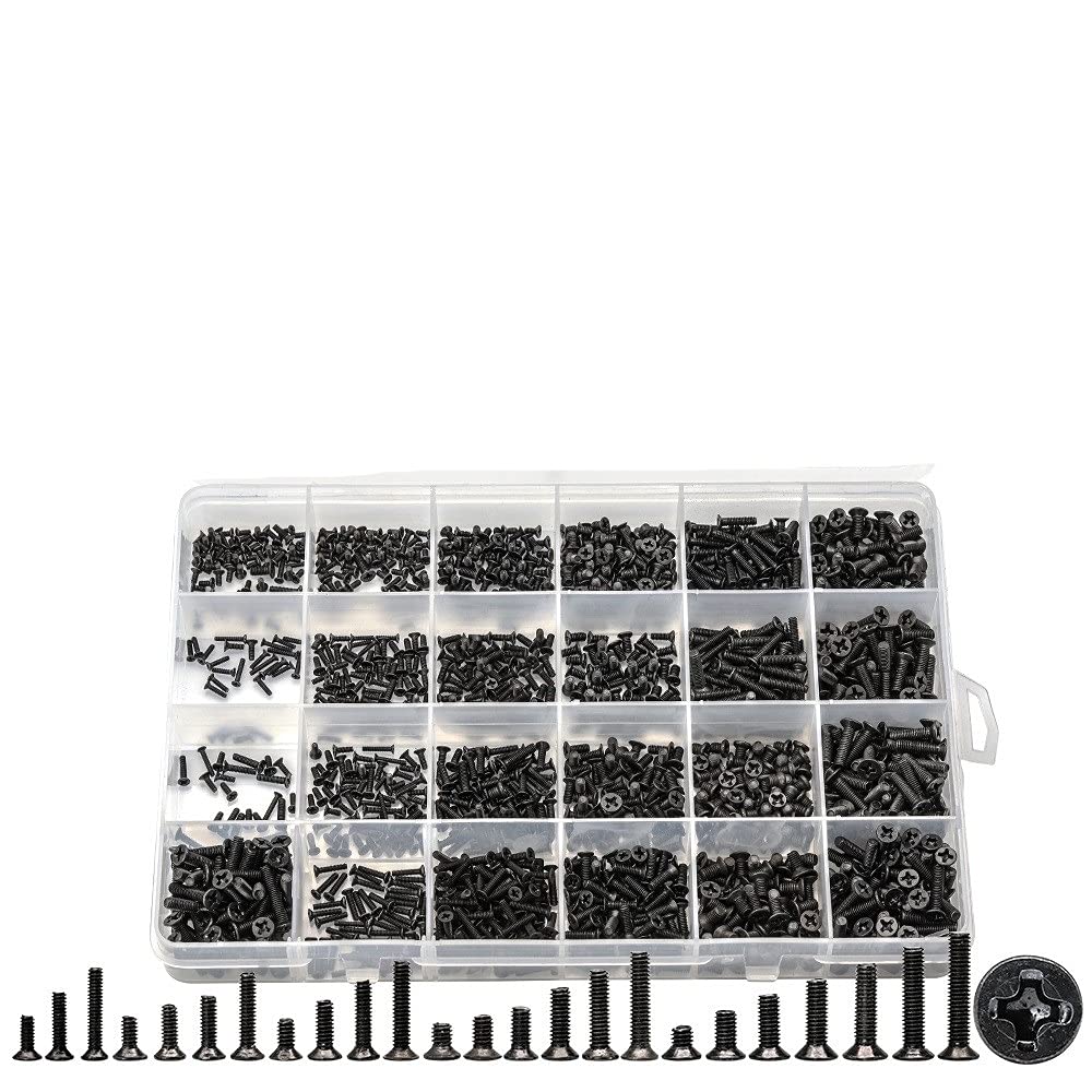 720pcs Countersunk Flat Head Mini Screw Set M1.4 M1.7 M2 M2.5 M3 Carbon Steel Computer Notebook Laptop Small Screws Kit DaJiKan