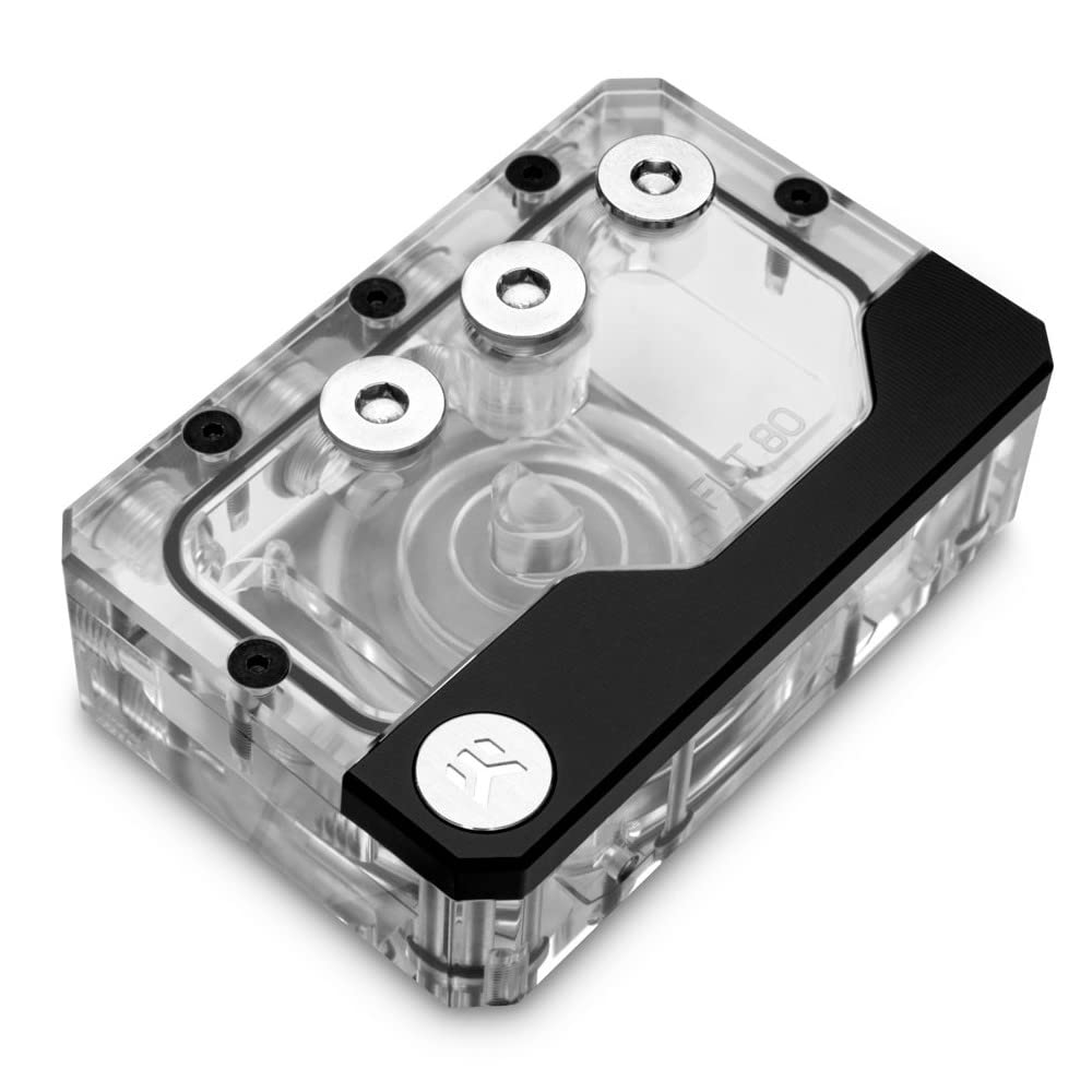 EK EKWB Quantum Kinetic FLT 80 Pump/Reservoir Combo, 4.72" x 3.15" x 2.2" DDC PWM, D-RGB, Plexi for Desktop