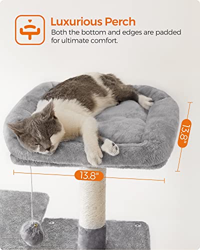 Feandrea Cat Tree, Cat Tower, Cat Condo with Scratching Posts, Hammock, Plush Perch, Cat Activity Center, Light Gray UPCT161W01